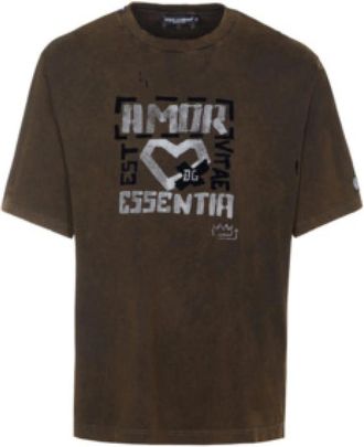 Dolce & Gabbana Klassisches T-Shirt f&uuml;r den Alltag - - Tops - Herren - Braun - M