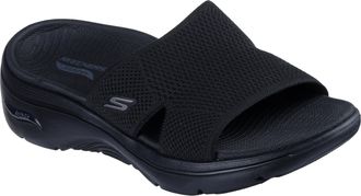 Skechers Pantolette SKECHERS GO WALK ARCH FIT 2.0 SANDAL-, Damen, Gr. 35, schwarz, Textil, unifarben, Schuhe Pantolette, Strandschuh, Slipper mit ArchFit Laufs