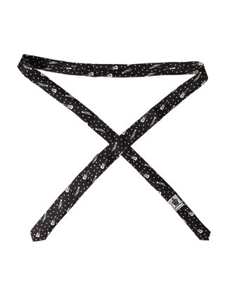 Dolce & Gabbana Mens Black Guitar Print Silk Adjustable Tie
