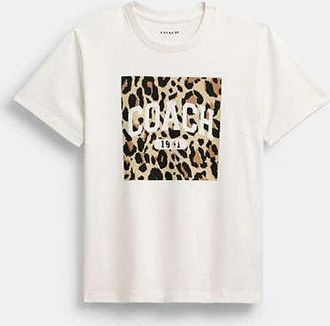 Coach Klassisches; Quadratisches T-Shirt Aus Biobaumwolle Mit Leoparden-Print