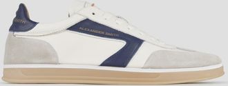 Alexander Smith Thames Man in white leather, grey suede and blue logo