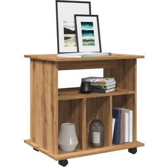 vidaXL Vidaxl - Armoire roulante ch&ecirc;ne artisanal 60x45x60 cm - Bois ding&eacute;nierie r&eacute;sistant &agrave; lhumidit&eacute; - 4 roulettes pivotantes dont 2 verrouillables