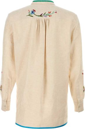 Valentino Garavani Avoriofiorimulticolor Exterior: Linen Camicie Shirt
