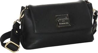 Camomilla Sac à Bandoulière Femme, Similicuir, Collection Pois Couture, Taille S, Couleur Noir