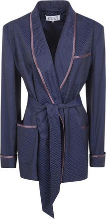 Maison Margiela Femme, Vestes, Bleu, Taille: 34 FR Manteau Ceintur&eacute;