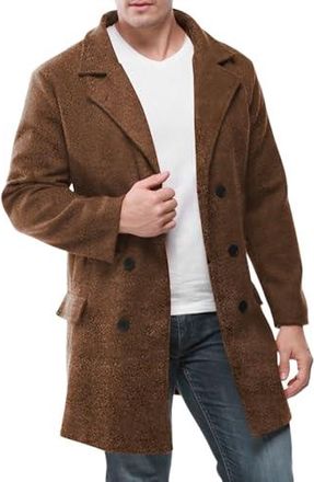 Generic Trench &agrave; revers crant&eacute; pour homme &agrave; double boutonnage, mi-long, coupe ajust&eacute;e, coupe-vent, manteau dhiver classique, camel, XXL