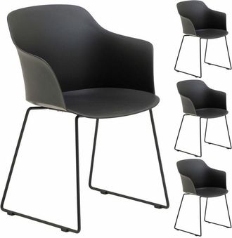 IDIMEX Lot de 4 chaises de jardin foro en plastique noir