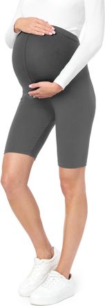 Be Mammy Damen Kurze Umstandsleggings Bequeme und Schwangerschaftsleggings aus Baumwolle Umstandshose Umstandsmode f&uuml;r Sommer BE20-228 (Grau, XL)