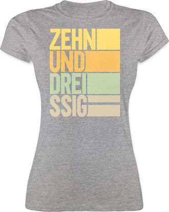 Shirtracer Shirt Damen - 40. Geburtstag - Zehnunddreissig - XL - Grau meliert - t-Shirt 40 40er zehnunddrei&szlig;ig Funshirts f&uuml;r Frauen Tshirt zum 40.Geburtstag 40-e