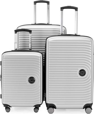 HAUPTSTADTKOFFER Mitte - 3er Kofferset + Digitaler Luggage Tag - Reisetrolleys 55/68 / 77 cm + Kofferanhänger mit QR-Code, 4 Doppel-Rollen, Hartschale ABS, XL-Volumene