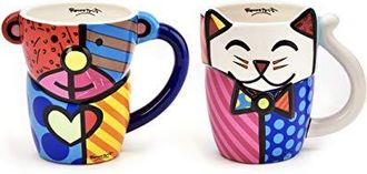 Enesco Romero Britto Giftcraft Becher aus Keramik, Mehrfarbig, 2 St&uuml;ck