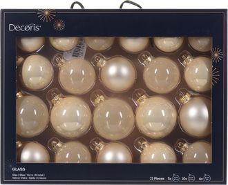 Decoris Weihnachtskugeln Glas 5-7cm 21er Set - matt & glänzend & transparent - Christbaumkugeln Weihnachtsbaumkugeln für Weihnachtsbaum - Kerstbal Glas d7 cm 