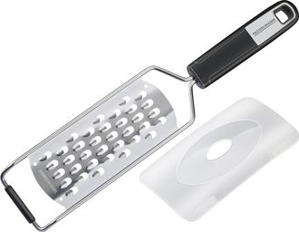 Fackelmann Fackelmann Handreibe grob 30 cm SENSE, Hobel mit Funktionsteil aus Edelstahl, ergonomischem Soft-Touch-Griff, Raspel mit Klingenschutz und Antirutschf