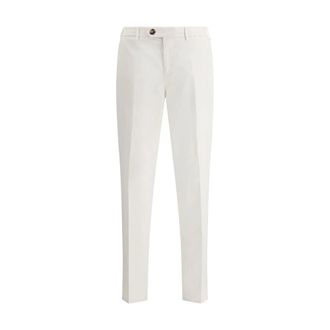Brunello Cucinelli Homme, Pantalons, Blanc, Taille: XL Pantalon Slim en Coton avec Poches
