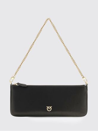 Pinko Horizontal Flat Schultertasche aus Leder mit Love-Birds-Logo