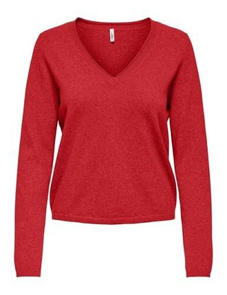 Only Onlloyal Life LS V-Neck Pull KNT Nca Col en V, Rouge-Mars Rouge, L Femme, Rouge - Mars Red, L