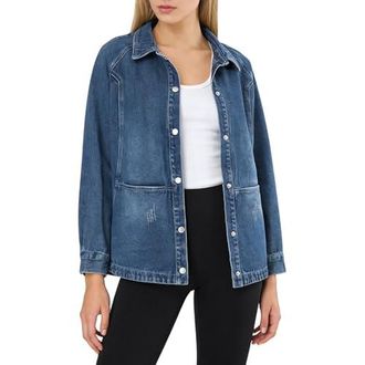 Generic Vestes surdimensionn&eacute;es en jean &agrave; manches longues pour femme, veste en jean, veste d&eacute;contract&eacute;e pour femme, tendance, bleu, XXL