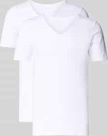 Schiesser Slim Fit T-Shirt mit V-Ausschnitt im 2er-Pack