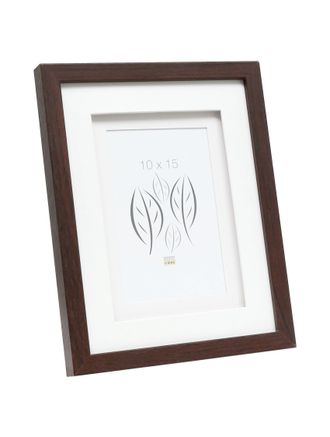 Deknudt Frames Bilderrahmen mit doppeltem Passepartout -Braun - S65KQ1 für Bildgröße 15x20cm - Bilderrahmen Holz MDF - Bilder aufhängen oder ausstellen
