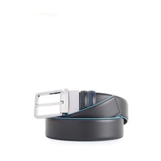 Piquadro Ceinture homme r&eacute;versible avec boucle ardillon- interieur et bords contrast&eacute;s en azur - Homme - Accessoires - Noir - Taille: ONE Size