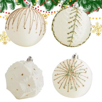 Generico Weihnachtsbeflockung: 4 Samtkugeln, 8,1 cm (3,2 Zoll), Samtkugeln in Bordeaux und Creme, unzerbrechlicher Glitzeranh&auml;nger aus ABS, luxuri&ouml;se Dekoratio