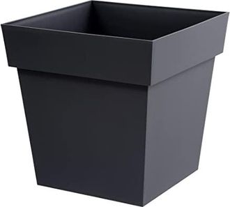 Eda Blumentopf, quadratisch, Toskana, 38 l, Wasserspeicherbereich, für den Innen- oder Außenbereich, 39 x 39 x 39 cm, Anthrazitgrau