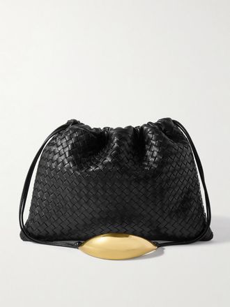 Bottega Veneta Pochette En Cuir Intrecciato À Ornement Dustbag - Noir