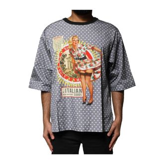 Dolce & Gabbana Polka Dot Pin-Up Rundhals-T-Shirt - - Tops - Herren - Grau - M