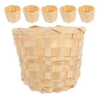 Cabilock Bambus Geflochtener Kleiner Organizer 7.5X7.5X2.4 Zoll Kleiner Holzkorb f&uuml;r Zuhause und B&uuml;ro Pflegeleichter Aufbewahrungskorb f&uuml;r Schreibtisch und Woh