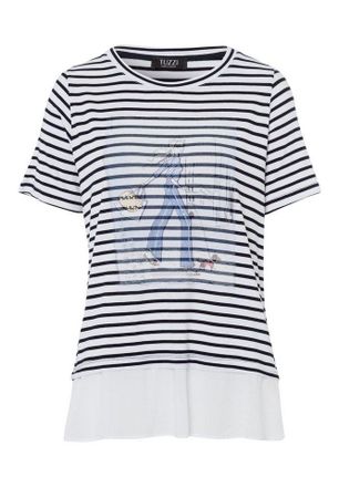 Tuzzi Nero T-Shirt Shirt SEASIDE SERENITY mit angesetztem Volant