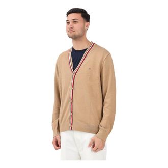 Tommy Hilfiger Homme, Pulls, Brun, Taille: XL Gilet Tricot&eacute; &agrave; Rayures