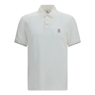 Brunello Cucinelli Polo-Shirt aus Baumwoll-Piqu&eacute; - - Tops - Herren - Wei&szlig; - L