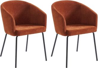 Pascal Morabito Stuhl 2er-Set mit Armlehnen - Stoff & Metall - Terracotta - Moroni