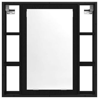 Generic Bad Spiegelschrank mit Spiegel, Badschrank mit Stauraum, H&auml;ngeschrank, Wandschrank, 60x16x60 cm, Holzwerkstoff(Ger&auml;ucherte Eiche) (Schwarze Eiche)