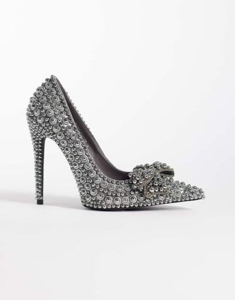 Azalea Wang Azalea Wang - Naamah - Chaussures &agrave; talon orn&eacute;es de perles - Gris