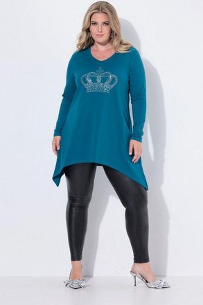 Miamoda T-Shirt Langarmshirt A-Linie Glitzersteinchen-Krone