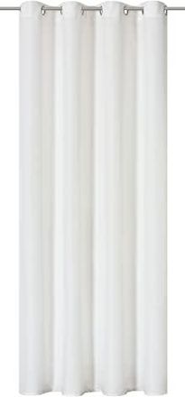 Elbersdrucke Ösenschal Lino 00 weiß Blickdicht 255x140cm 201425 Vorhang für das Wohnzimmer Schlafzimmer Küche Flur Kinderzimmer