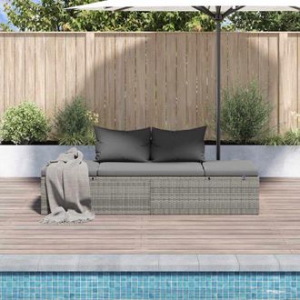 vidaXL Vidaxl - Lit de jardin Gris 195x60 cm R&eacute;sine tress&eacute;e