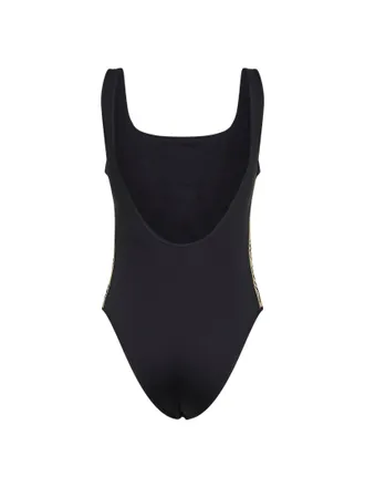 Burberry Womens Swimsuit With Check Trim, Black Polyamide Swimwear Sea Clothing