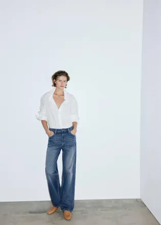 Mango Jean Miami droit taille normale bleu fonc&eacute; - Femme - 32 - MANGO