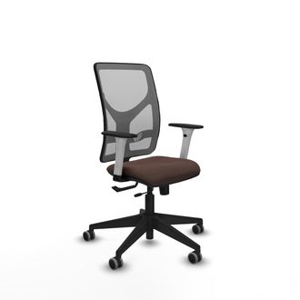 Piqueras y Crespo Brauner Schreibtischstuhl mit wei&szlig;en und schwarzen Armlehnen, h&ouml;henverstellbare Lendenwirbelst&uuml;tze, ausgestattet mit Syncro/Traslack und Schneideschau