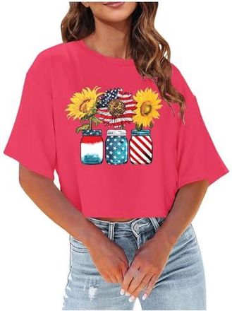 Generic Hauts courts d&eacute;t&eacute; graphiques pour femmes 2025 &agrave; manches courtes d&eacute;contract&eacute;s amples et tendance, coupe ample, mignon, demi-chemises danniversaire, pou