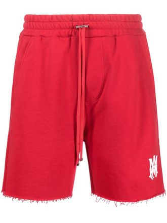 Amiri bermuda en coton &agrave; logo imprim&eacute; - Rouge