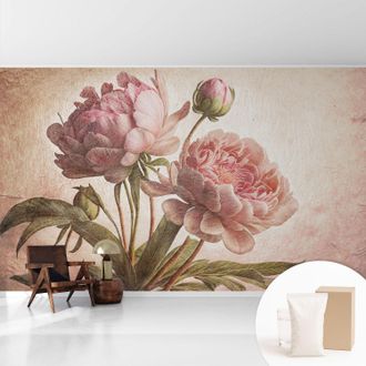 Tulup Fototapete - Tapete Vliestapete Mit Kleber - Wandtapete Moderne Wandbild Schlafzimmer Wohnzimmer Zarte Pfingstrosen 416x254 Cm