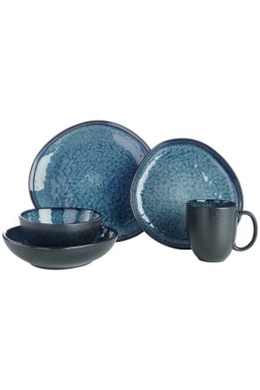 Novel Kombiservice Søren Blue, Blau, Keramik, 10-teilig, Farbverlauf, 390 ml,725 ml, Lfgb, Handmade Quality, lebensmittelecht, Essen & Trinken, Geschirr, Ge