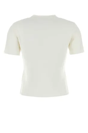Max Mara Womens White Viscose Blend Adelio T-Shirt Bianco Exterior: Nylon T-shirts And Polos