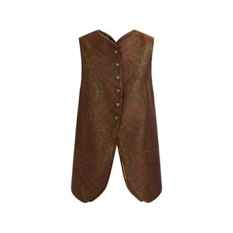 Etro Femme, Vestes, Brun, Taille: 38 FR Gilet cachemire &agrave; simple boutonnage