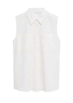 Comma Blusentop Bluse Blusentop aus Leinenmix mit Hemdkragen