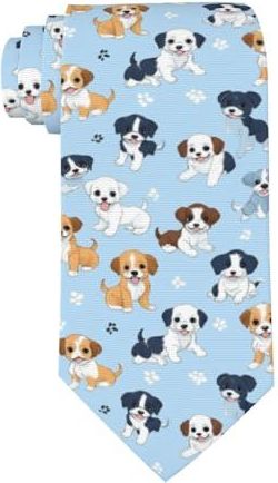 Generic Chiens Mignons Et Joueurs Cravate Décontractée Cravatte Doux Cravate Homme Pour Affaires Célébrations Femmes