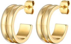 Elli Boucles dOreilles Femmes Créoles Clous doreilles Chunky Tendance Couleur Or